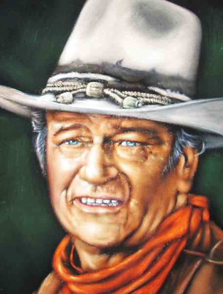 John Wayne Portrait, Original Oil Painting on Black Velvet by Alfredo ...